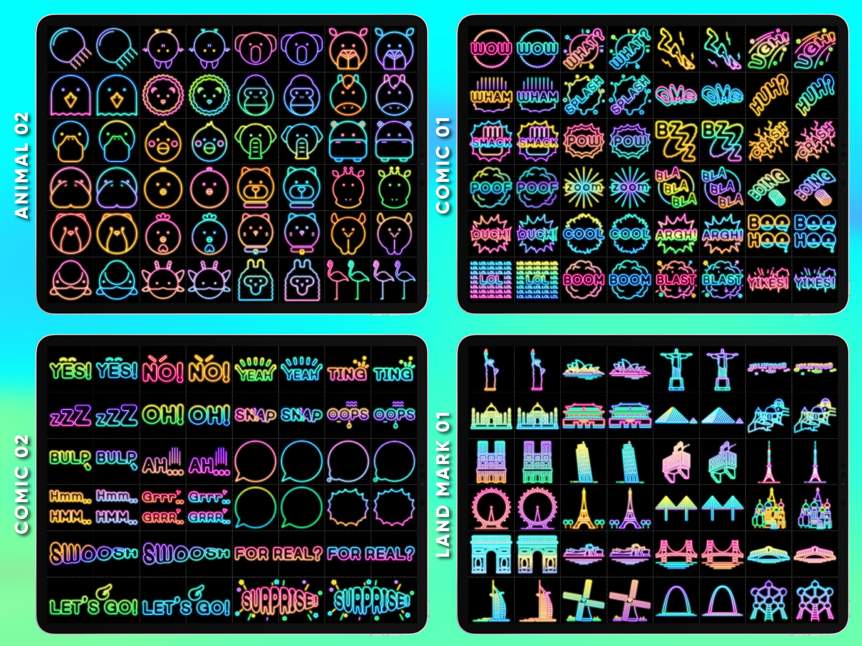 01 ULTIMATE Neon Sign Sticker Bundle Digital Goodnotes Book - Etsy
