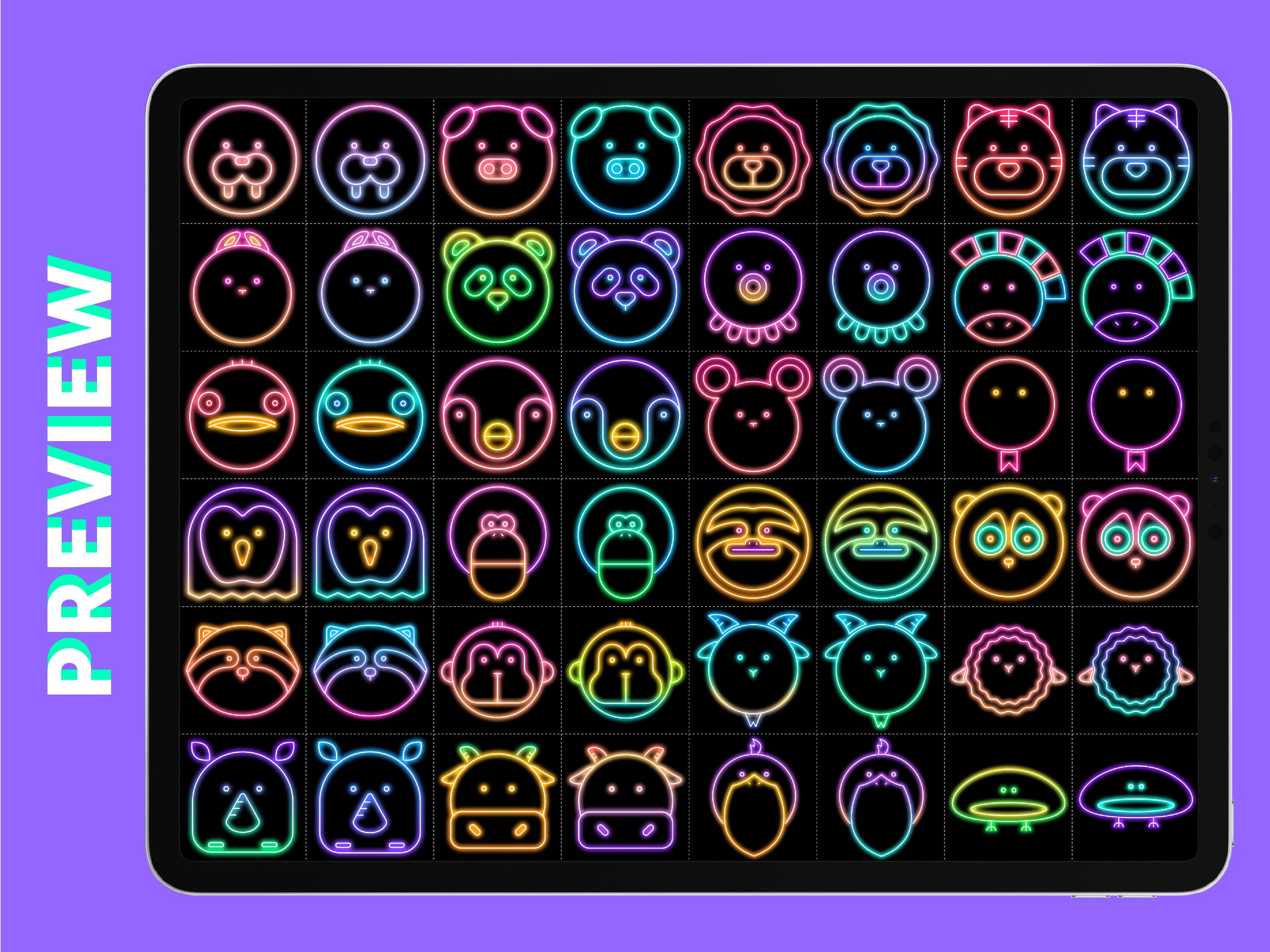 ANIMAL Neon Sign Sticker Digital Goodnotes Book Planner - Etsy