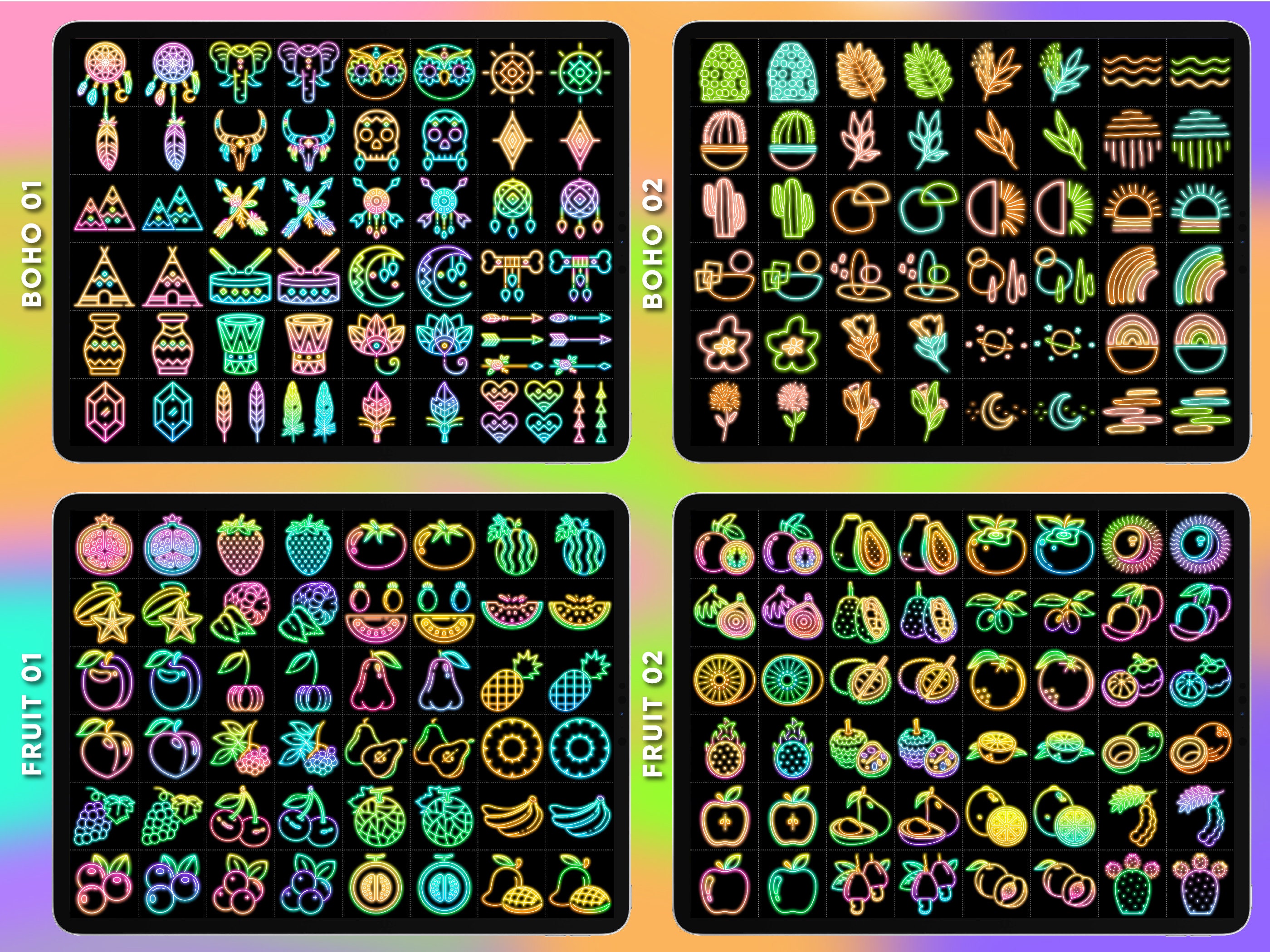 03 ULTIMATE Neon Sign Sticker Bundle, Digital Goodnotes Book, Mega ...