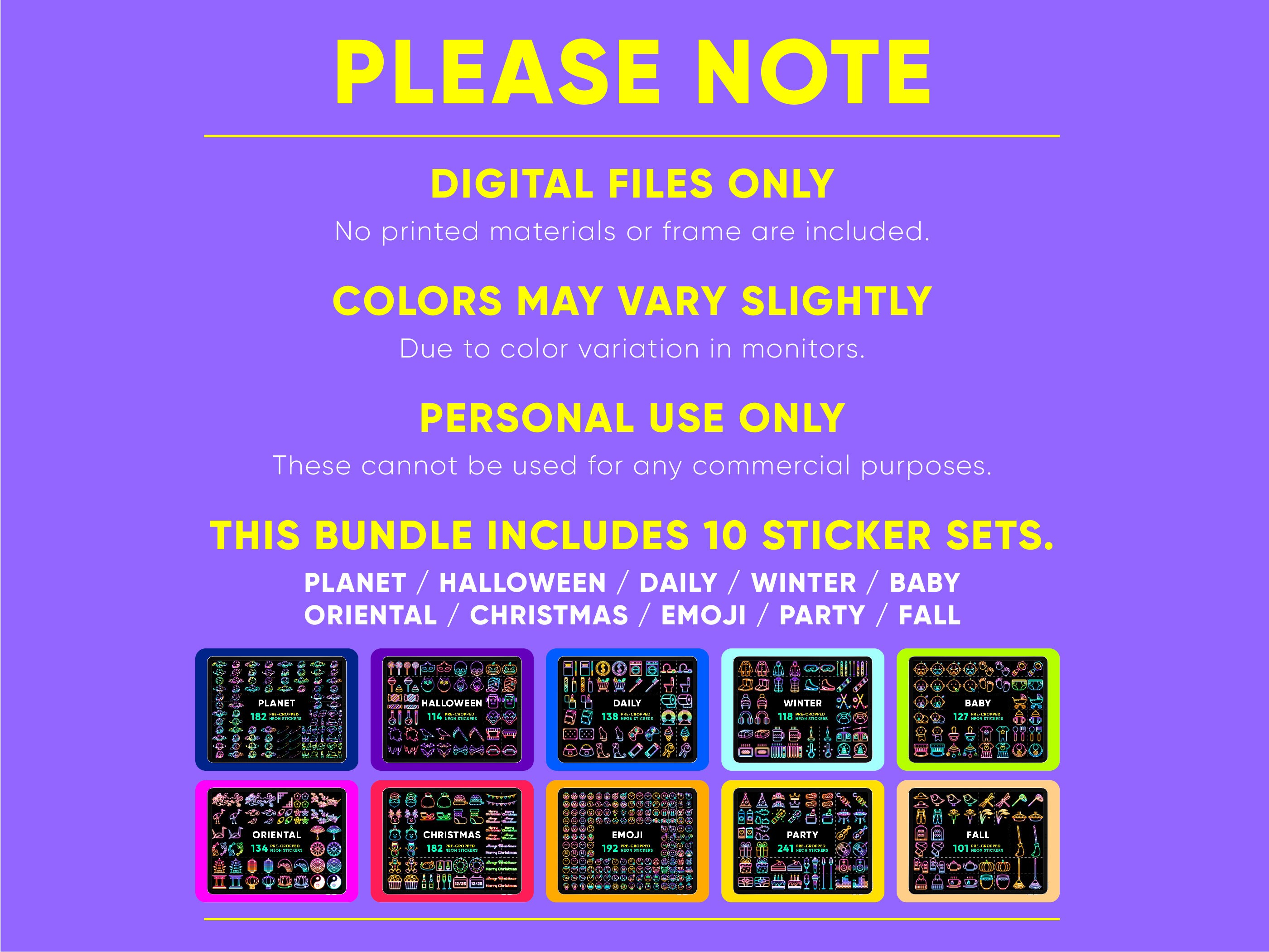 02 ULTIMATE Neon Sign Sticker Bundle Digital Goodnotes Book - Etsy
