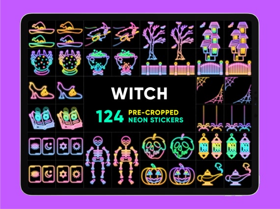 WITCH Neon Sign Sticker Digital Goodnotes Book Planner - Etsy