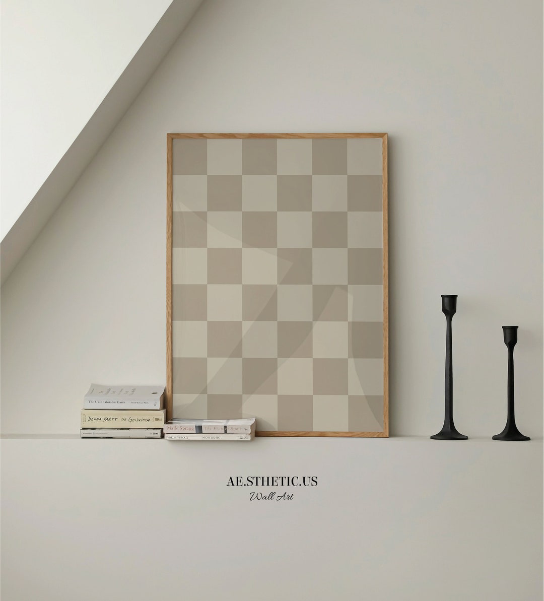 Checkered Wall Art | Beige Checkered Art Print | Checkered Art | Trendy ...