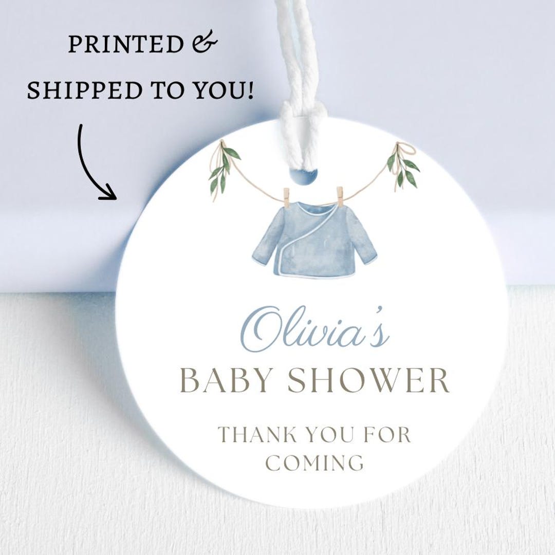 Rustic Baby Boy Shower Favor Tags – Clothesline Design, Printed ...