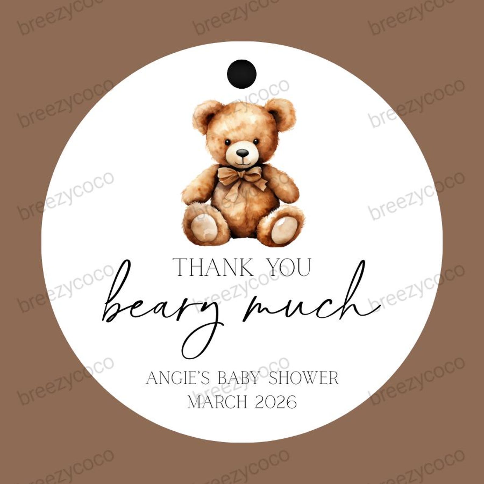 Thank You Beary Much Favor Tags - Bear Themed Baby Shower Tags ...