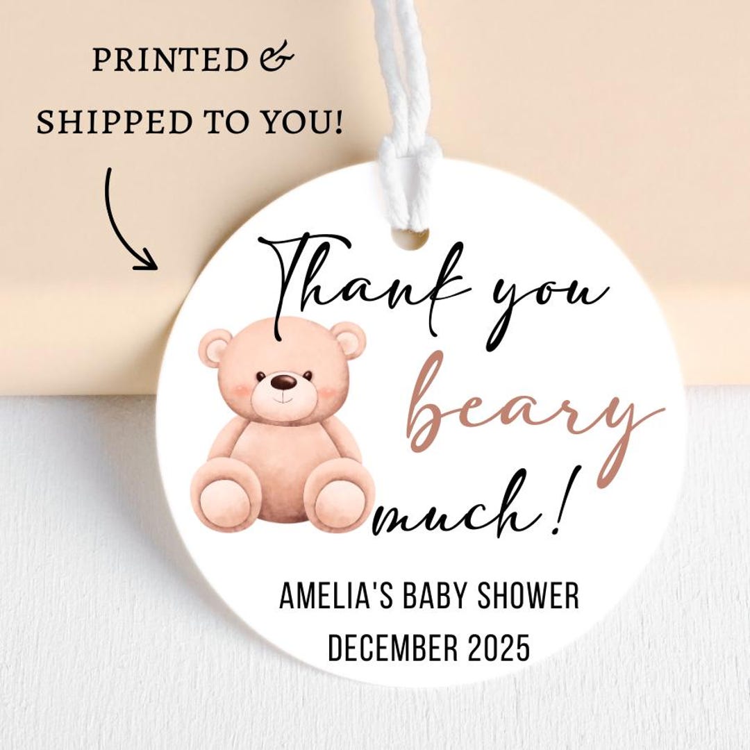 Thank You Beary Much Favor Tags - Bear Themed Baby Shower Tags ...