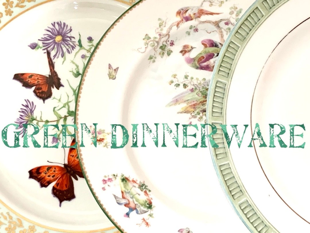 Vintage Green China Dinnerware, 10” Green Dinner Plates, Lenox 10 ...