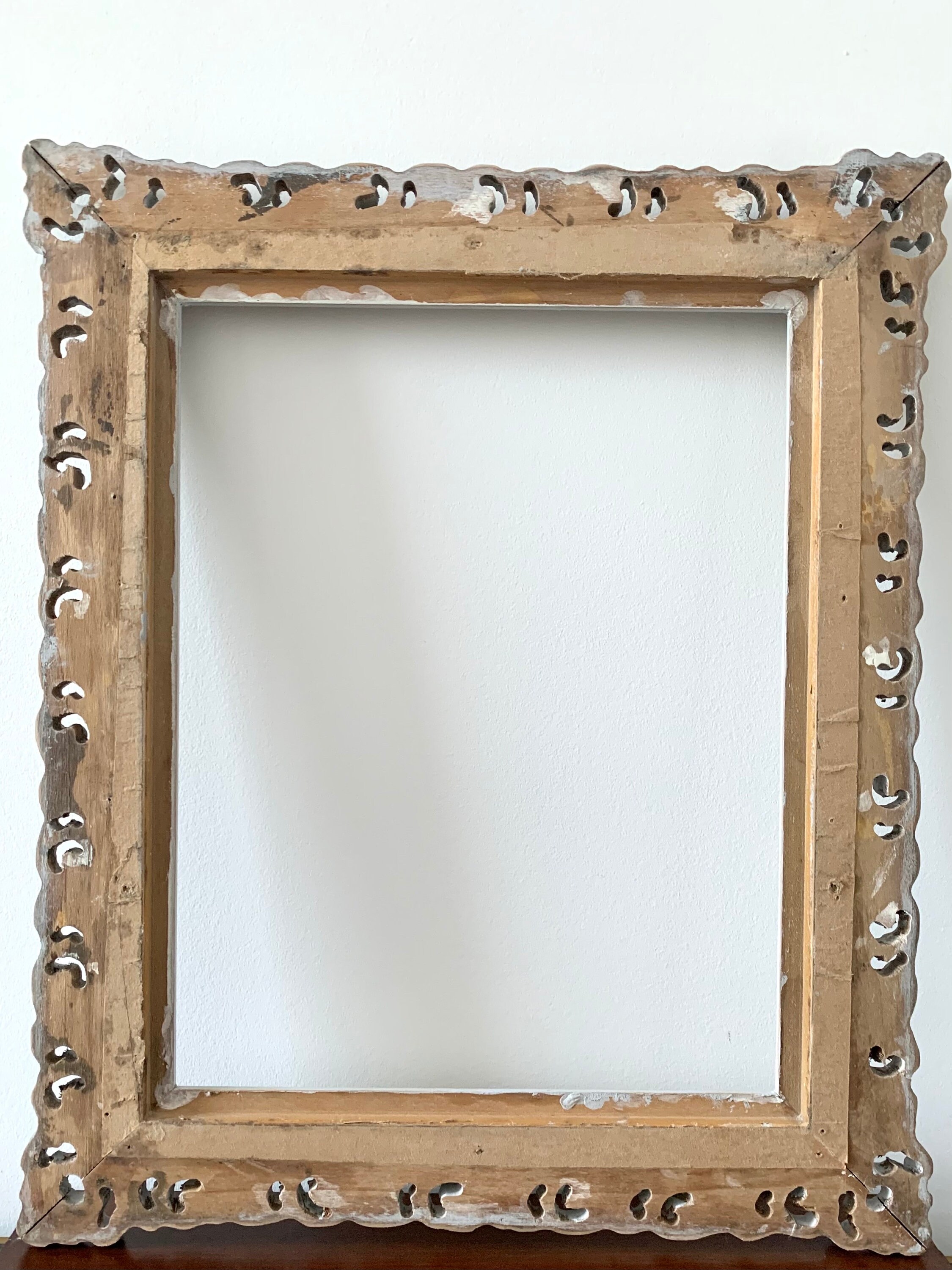 Antique 1909s Art Frame,antique Hand Carved,perforated Solid Wood Frame ...