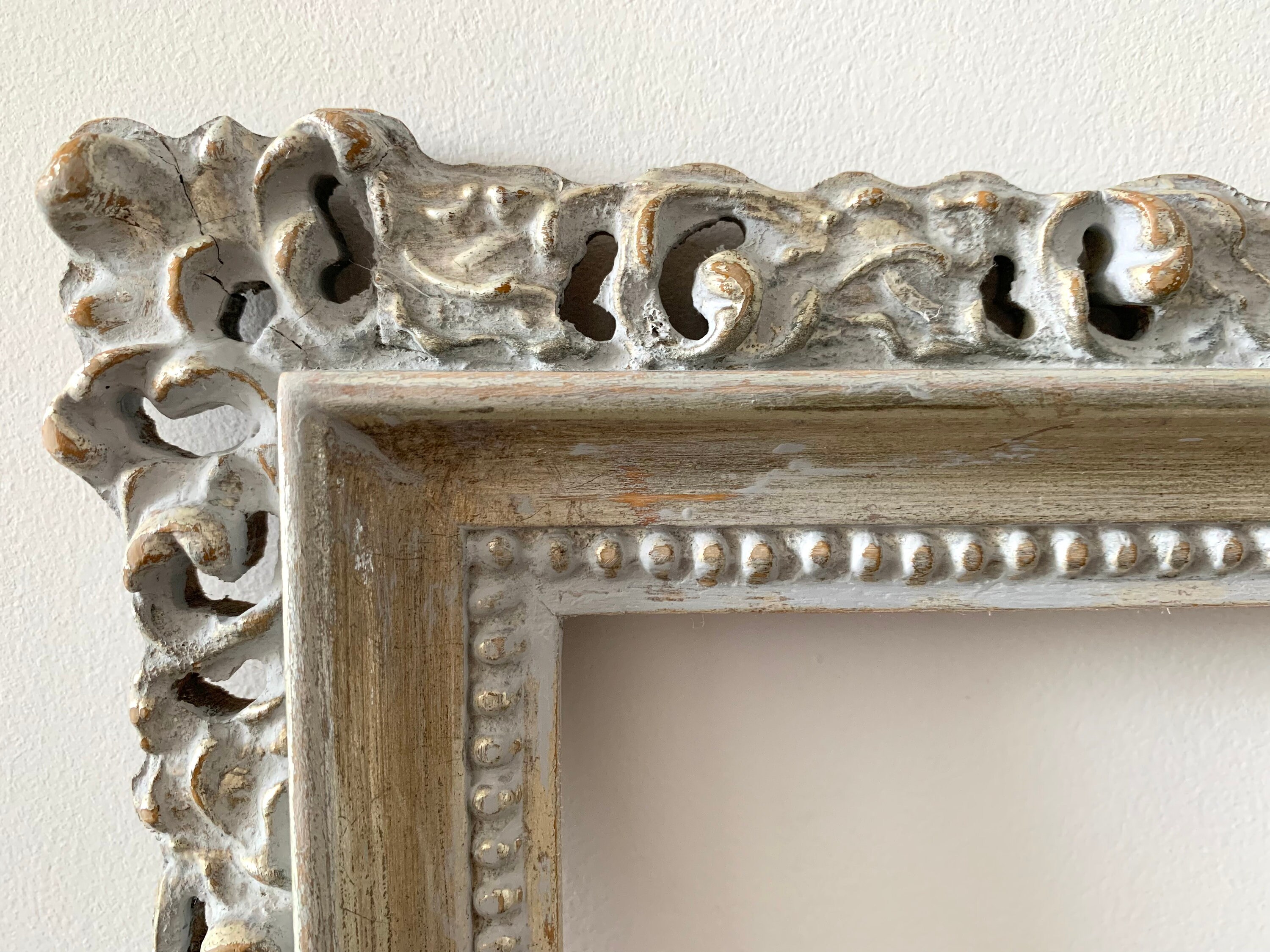 Antique 1909s Art Frame,antique Hand Carved,perforated Solid Wood Frame ...