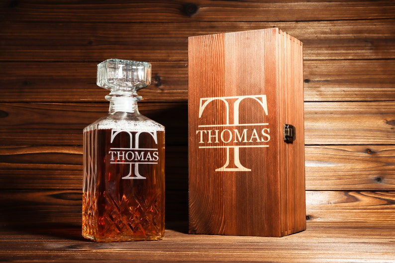 Personalized Whiskey Decanter, Custom Decanter With Wooden Gift Box ...