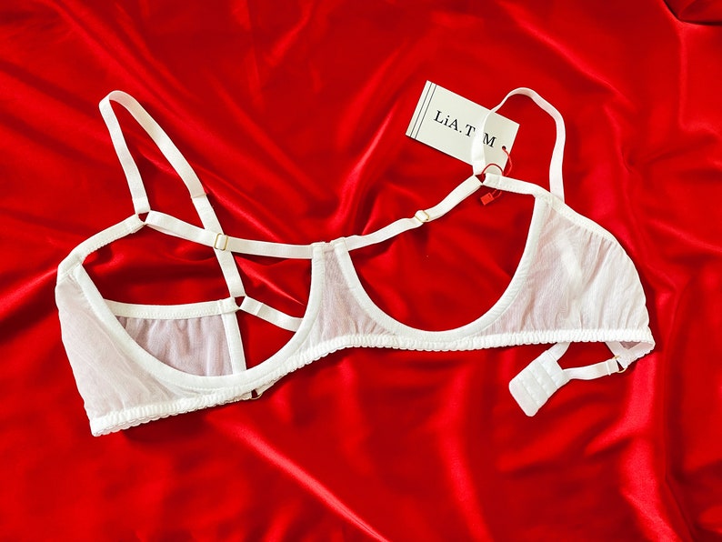 White Mesh Open Bra Kira - Etsy