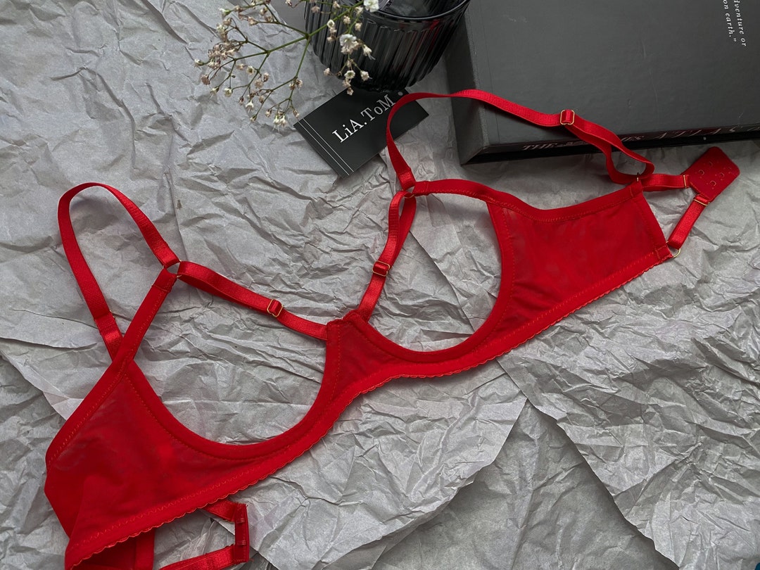KIRA Red Mesh Open Bra With Straps - Etsy