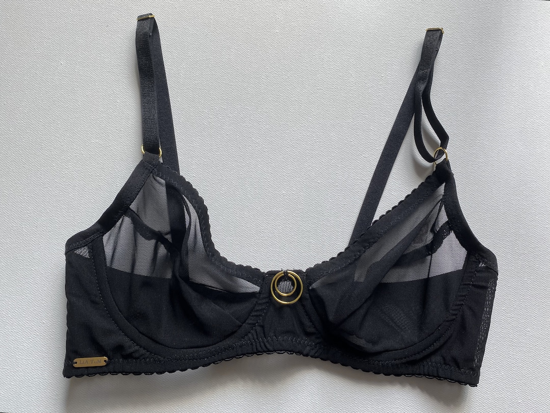 Lily Transparent Black Mesh Bra With Metal Decor - Etsy