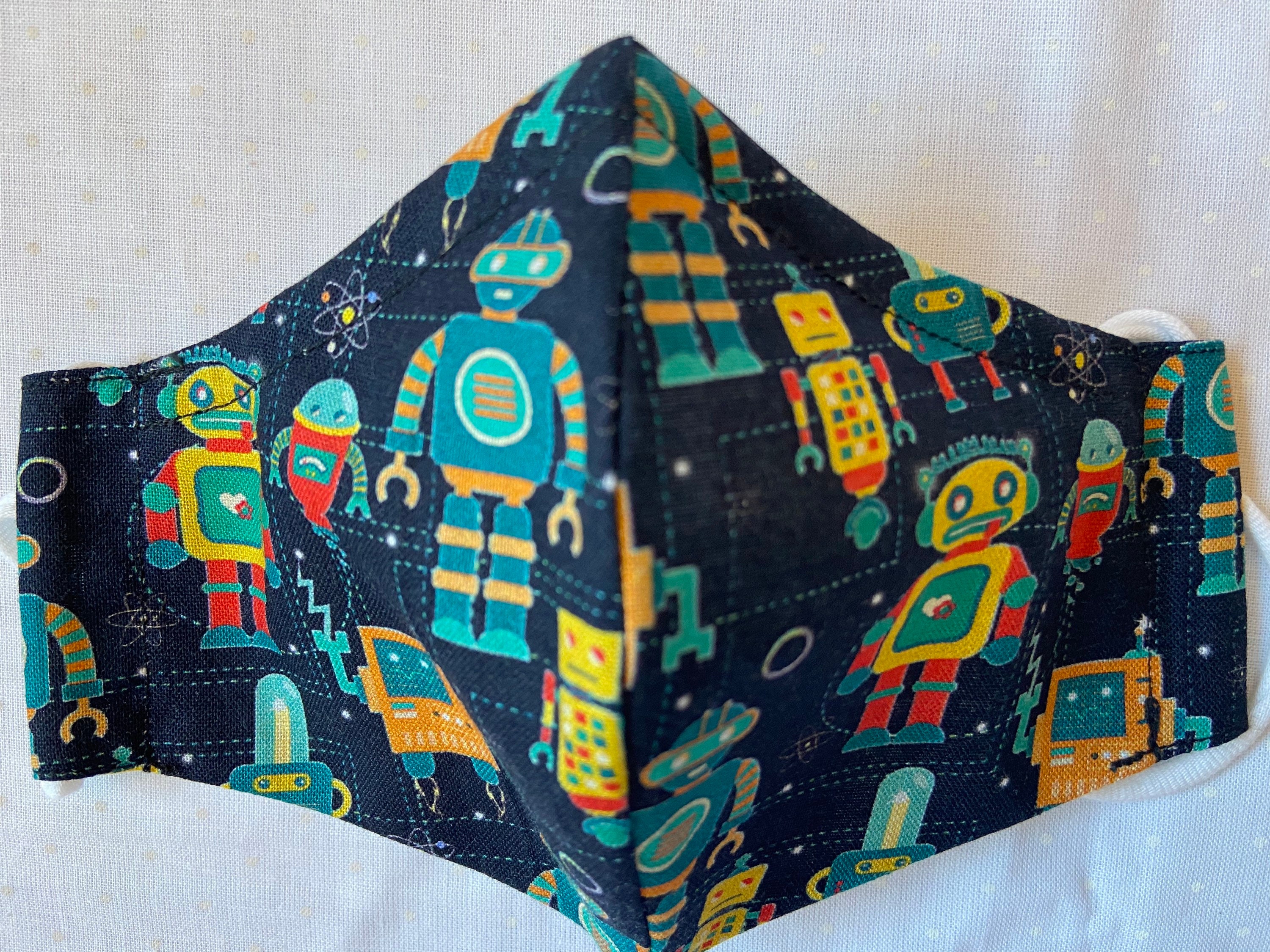 Robot Face Mask /100% Cotton/ Nose Wire/ Filter Pocket/ Cotton Ear]oops ...