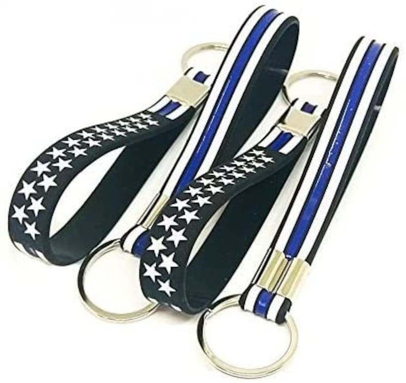 4 Thin Blue Line Silicone Keychains Key Ring Police Law - Etsy