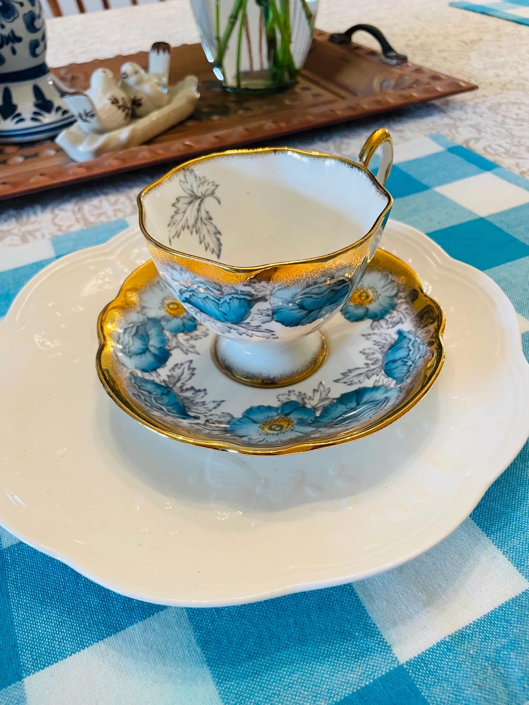 Iceland Blue Poppy Tea Cup With Gold Trim by Salisbury of England - Etsy