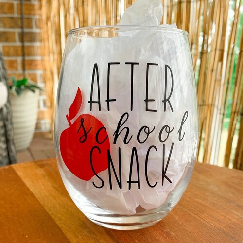Because Teaching Stemless Wine Glass Personalized Teacher Etsy