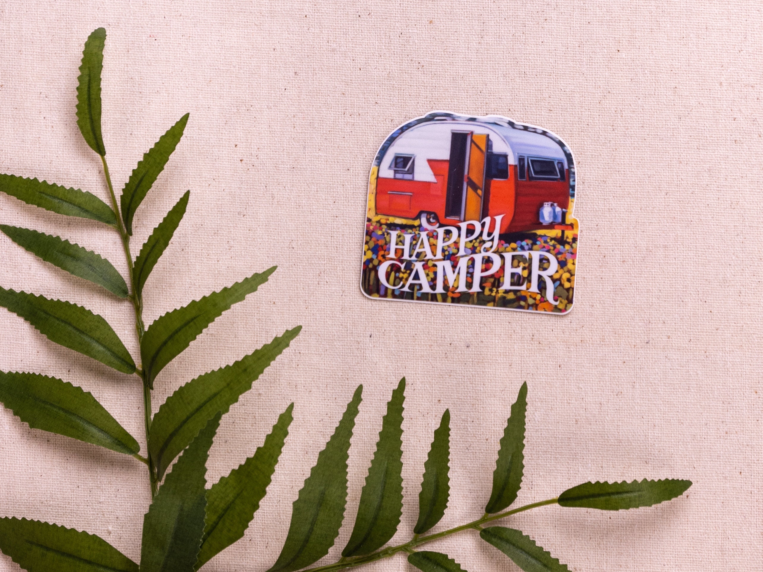 Happy Camper Sticker | Vintage Camper | Camping Sticker | Die Cut Vinyl ...