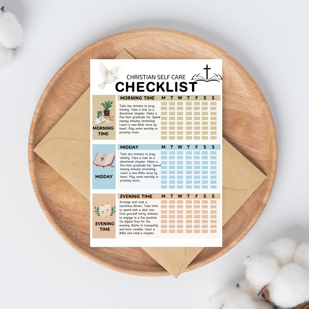 Christian Self Care Checklist: Prayer, Bible Study, Daily Routine ...