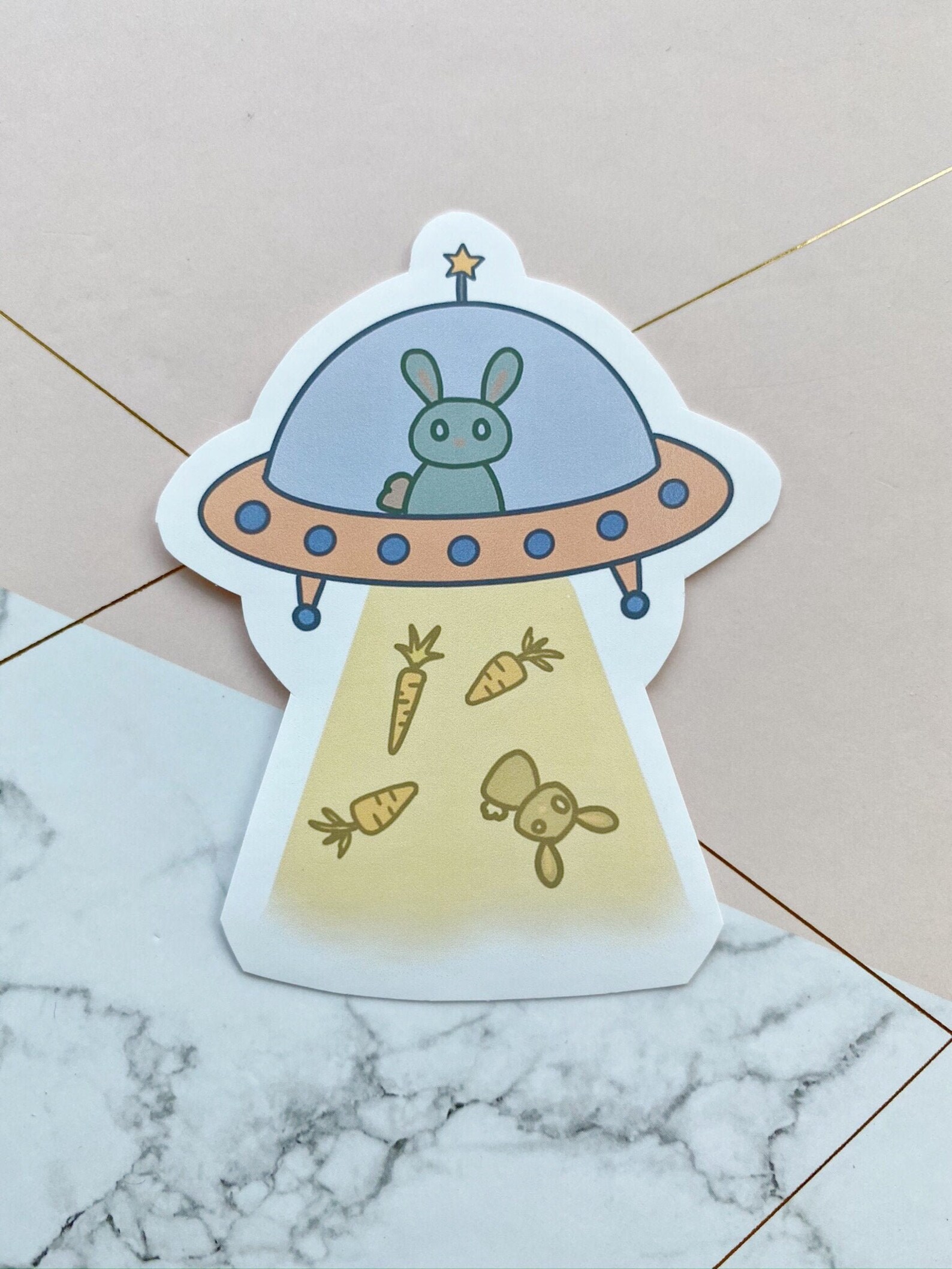Bunny UFO Sticker Alien Bunny Rabbit UFO Alien Rabbit | Etsy