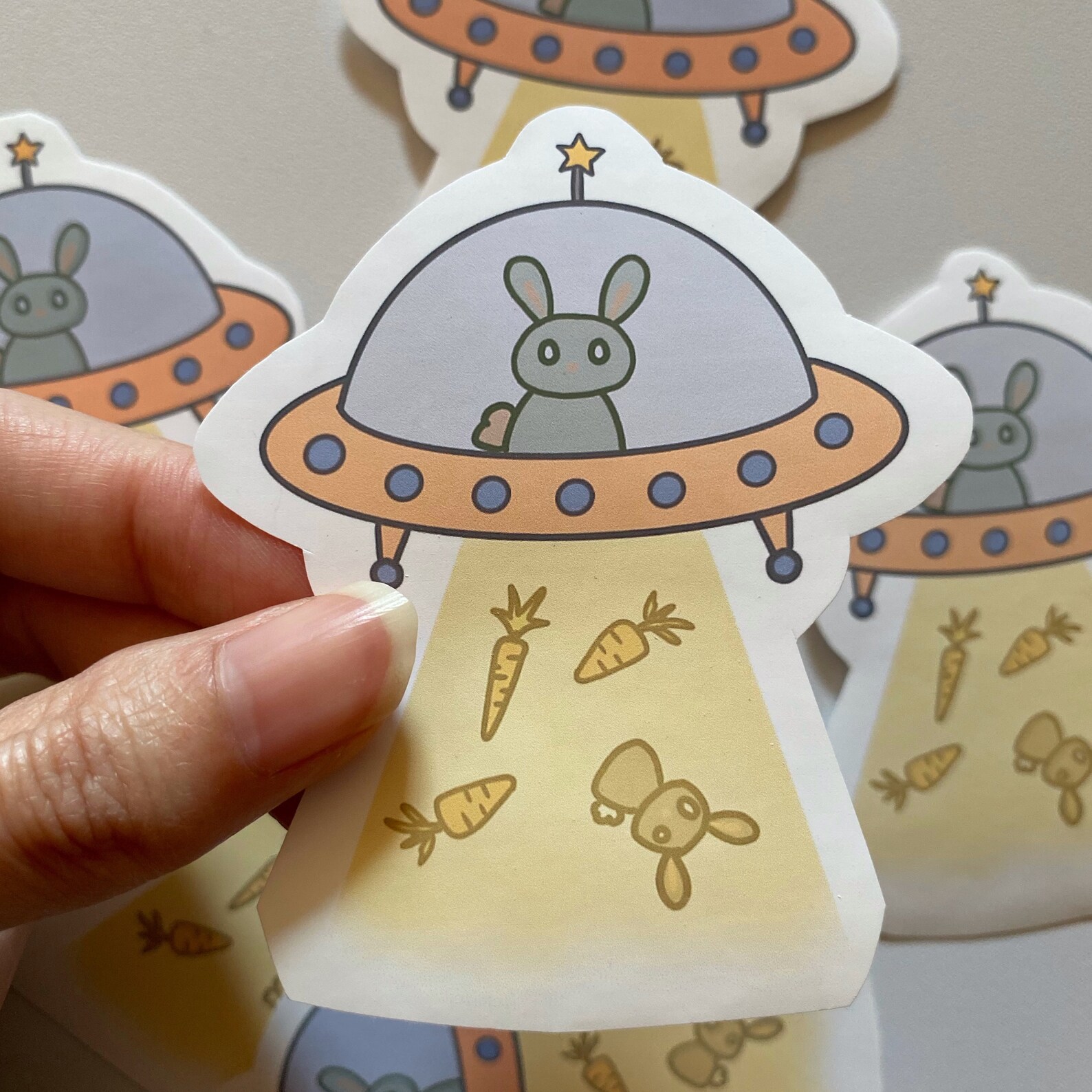 Bunny UFO Sticker Alien Bunny Rabbit UFO Alien Rabbit | Etsy