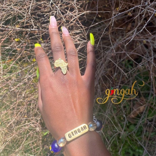 Africa Map Mini Statement Ring 14k Plated Gold and Silver | Etsy UK