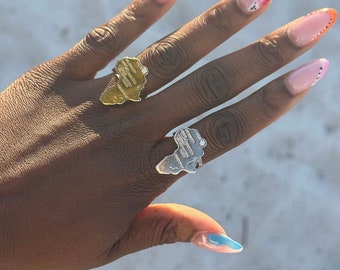 Gold Plated Africa Outline Map Ring Gold Metal African Continent Ring ...