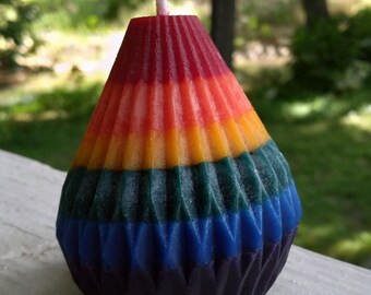 Rainbow Pillar Candle - Etsy
