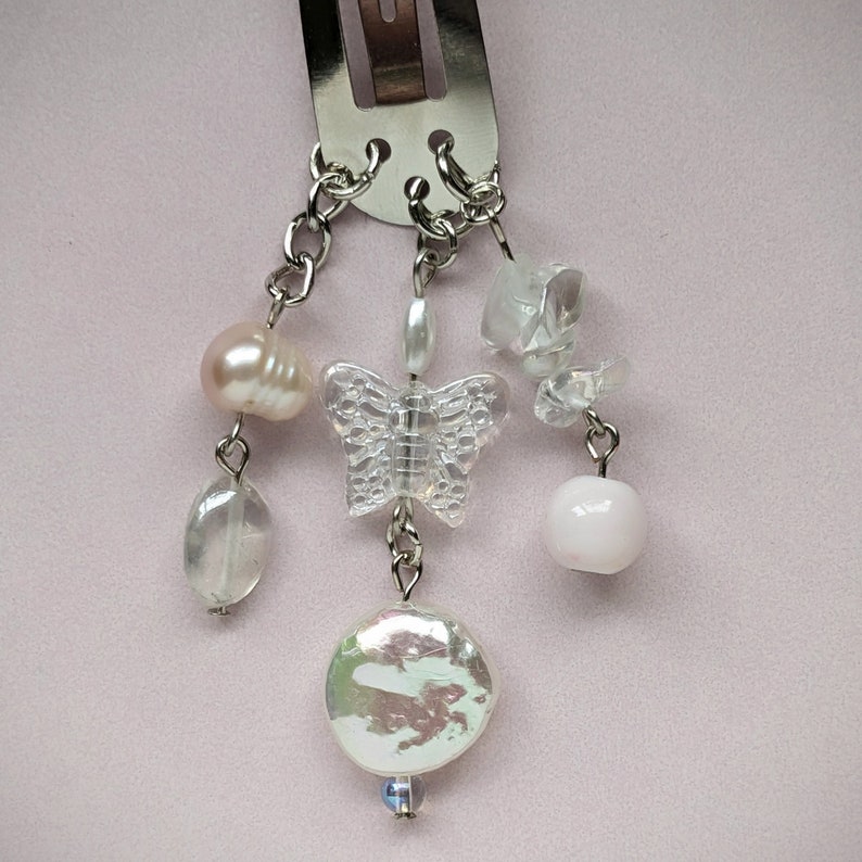 Y2K White and Pastel Pink Pearly Dangling Hairclip Barrettes - Etsy