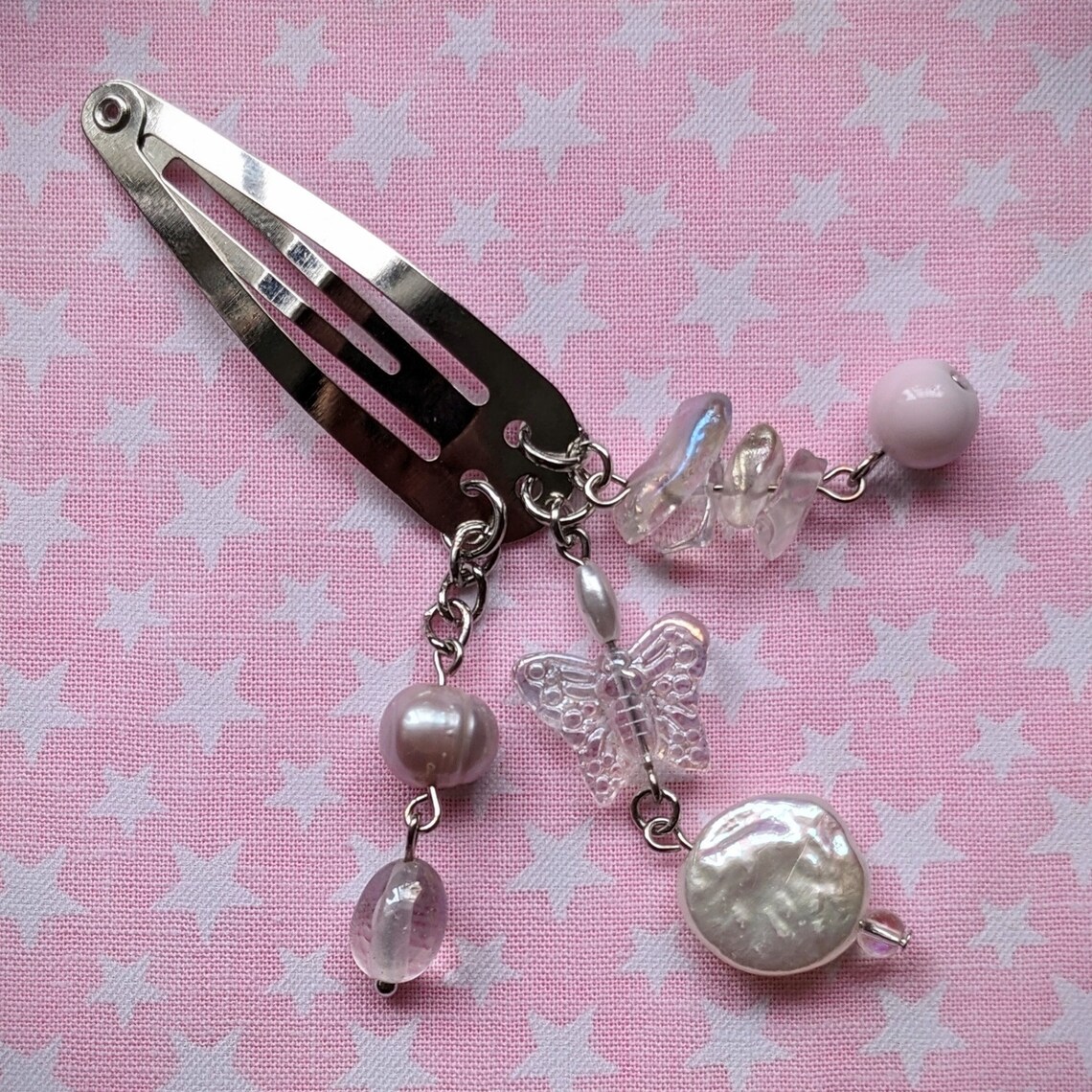 Y2K White and Pastel Pink Pearly Dangling Hairclip Barrettes - Etsy