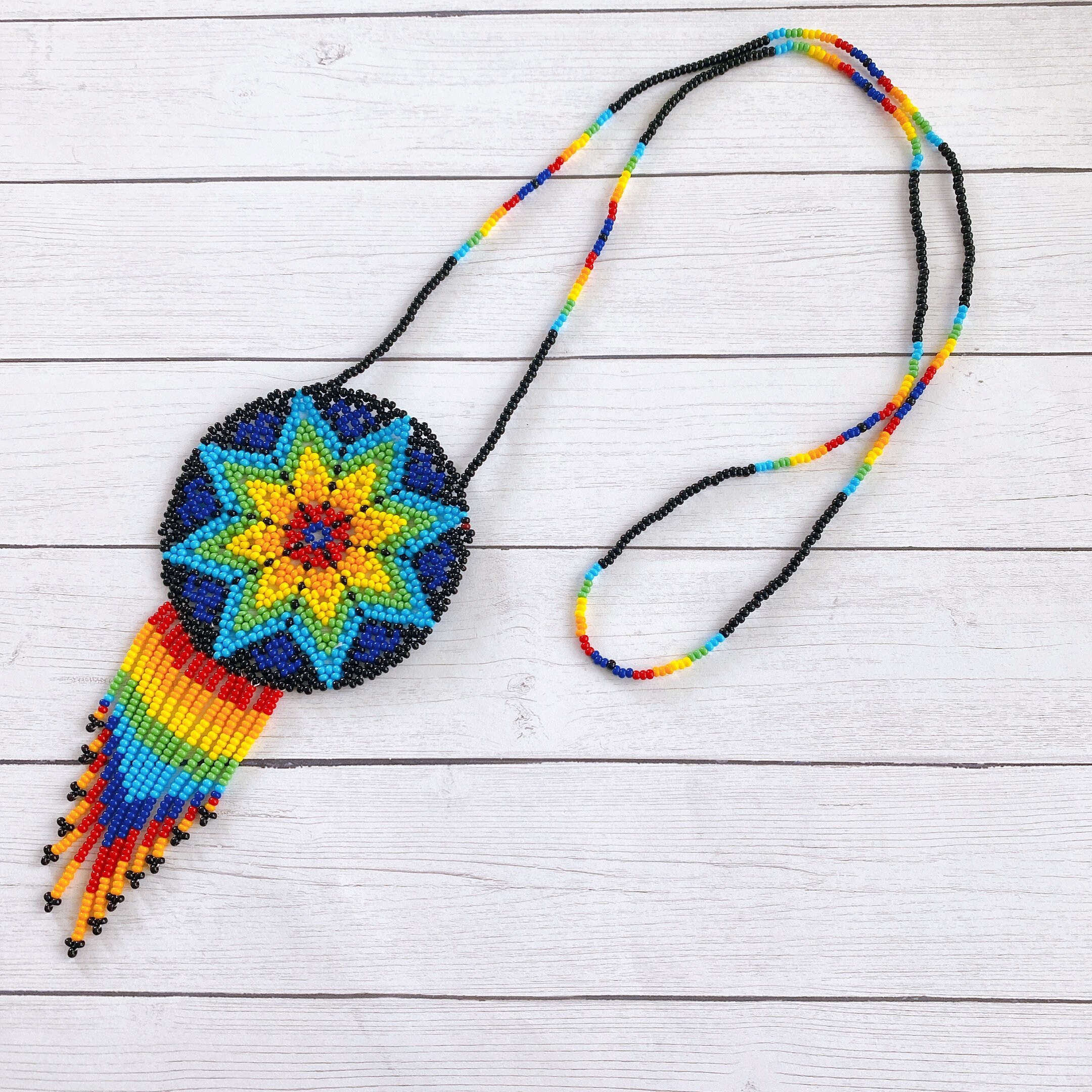 Beaded Necklace Colorful Necklace Native Style Necklace - Etsy