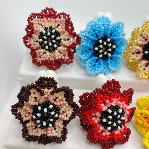 Beaded Flower Rings - Etsy