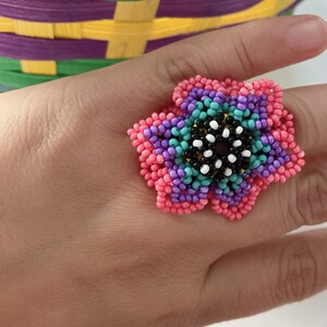 Beaded Flower Rings - Etsy