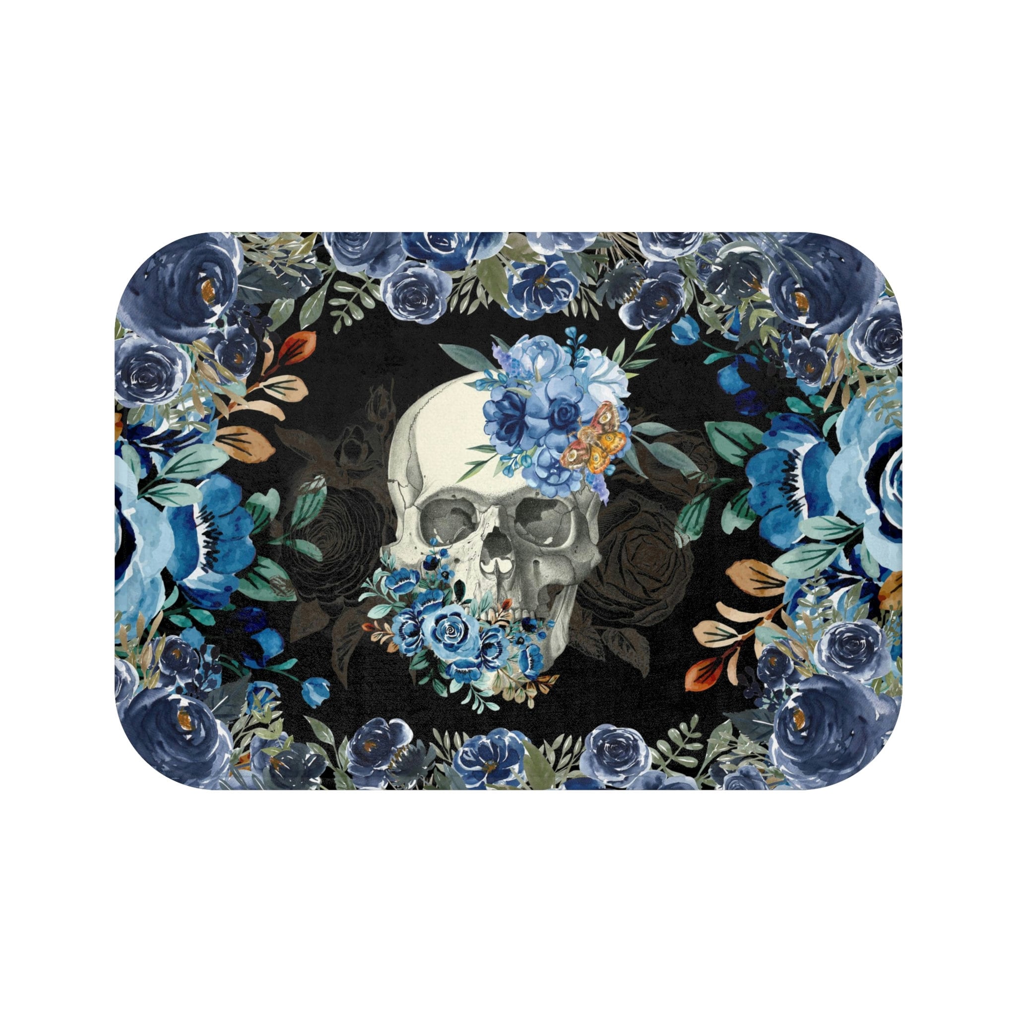 Vintage Antique Gothic Skull Blue Roses Retro Flower Scary Horror ...
