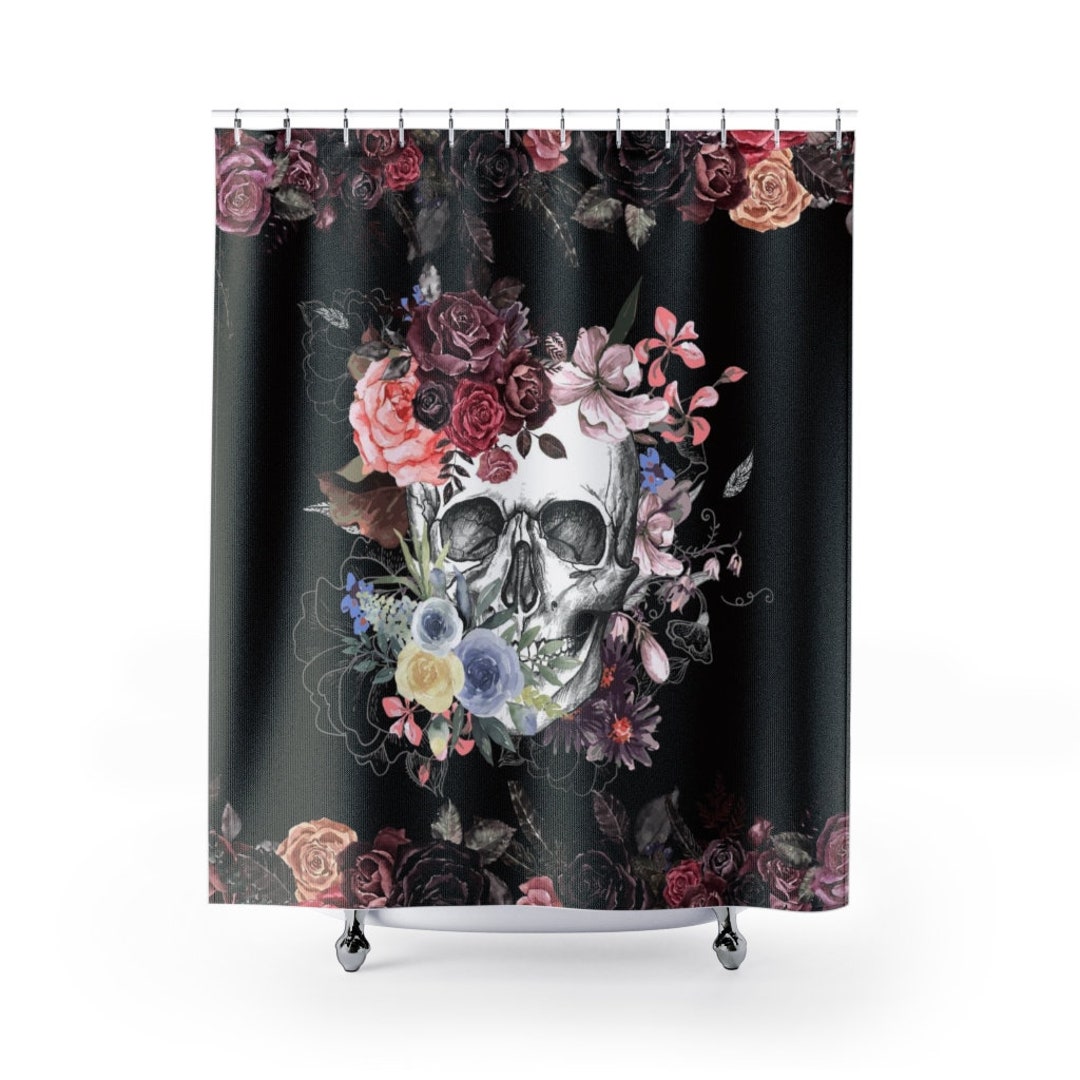 Antique Gothic Red Roses Flower Pastel Skull Tattoo Retro Vintage Scary ...
