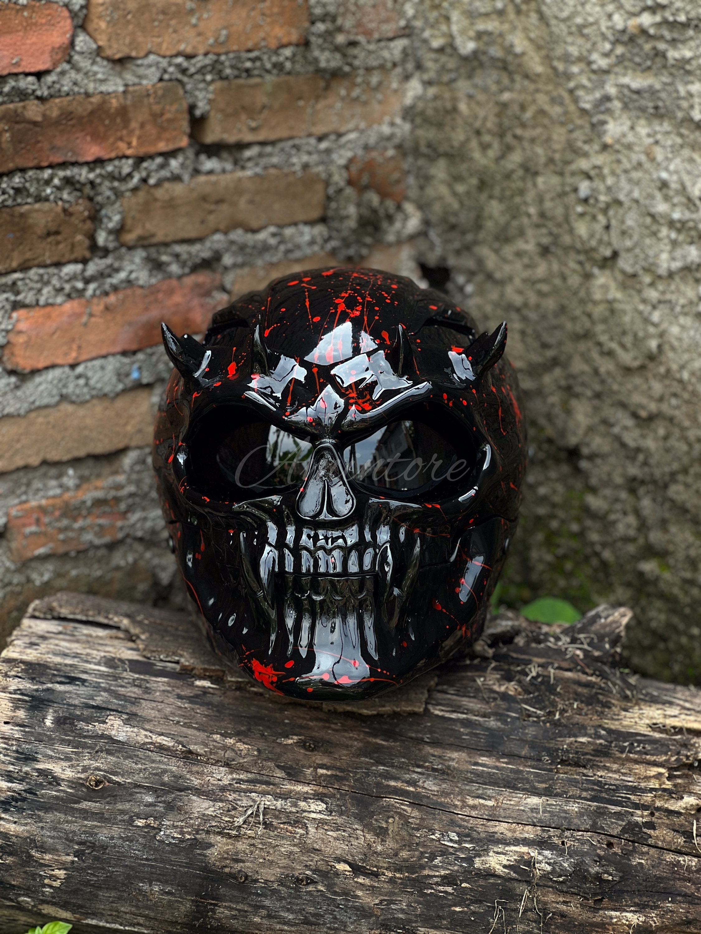 The Splatter Blood Skull Motorcycle Helmet Custom DOT and ECE Approved ...