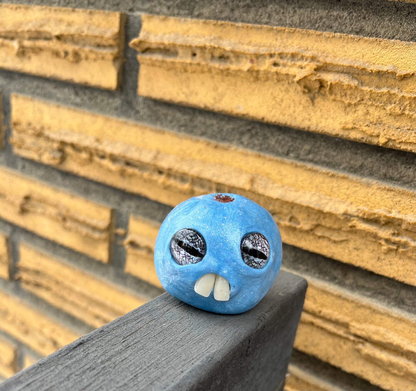 Blueberry Clay Critter, Polymer Clay Creature, Glass Eyes, Cute ...