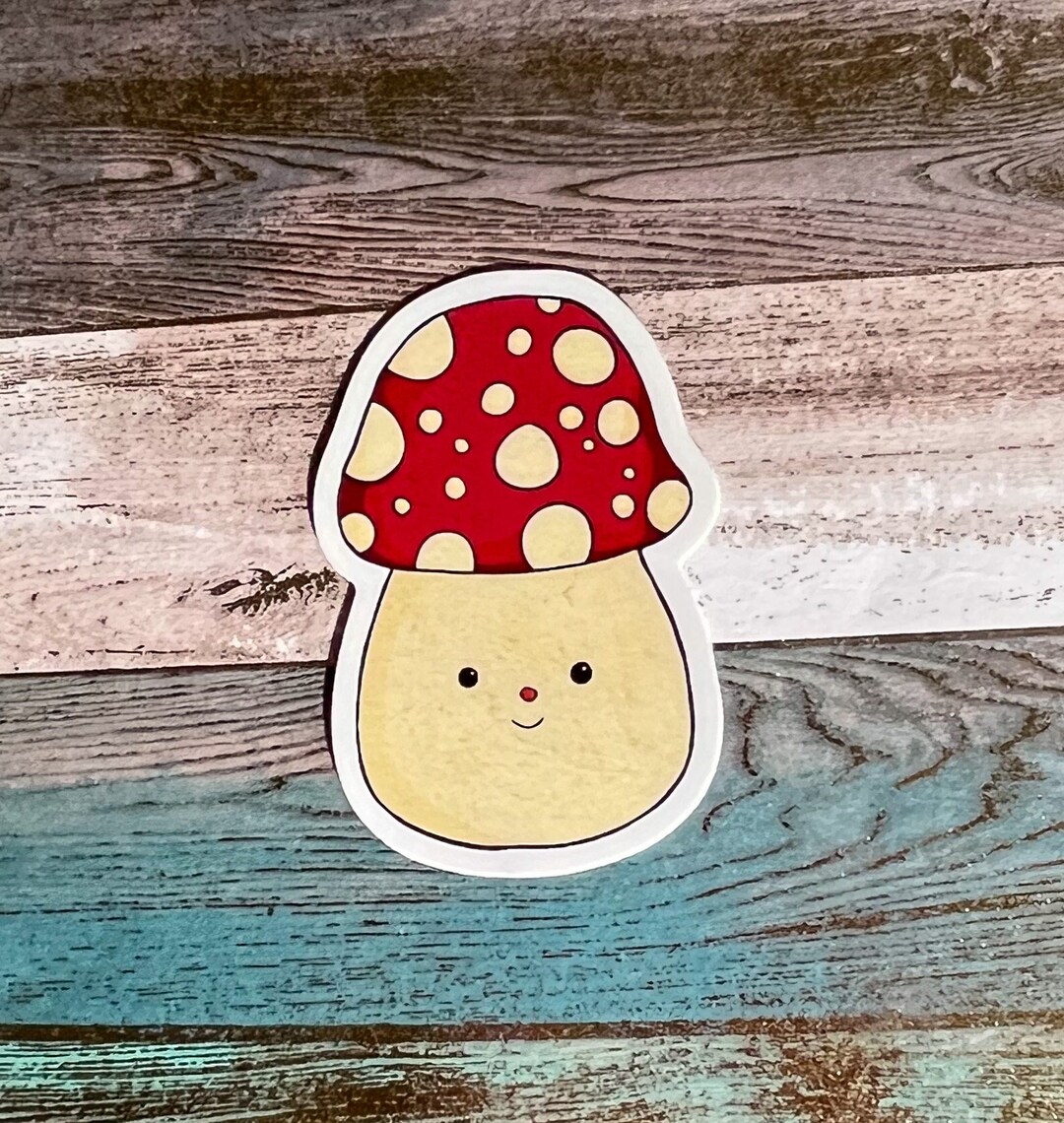 Mushroom Cute Vinyl Sticker, Cottagecore Decal, Laptop Sticker ...