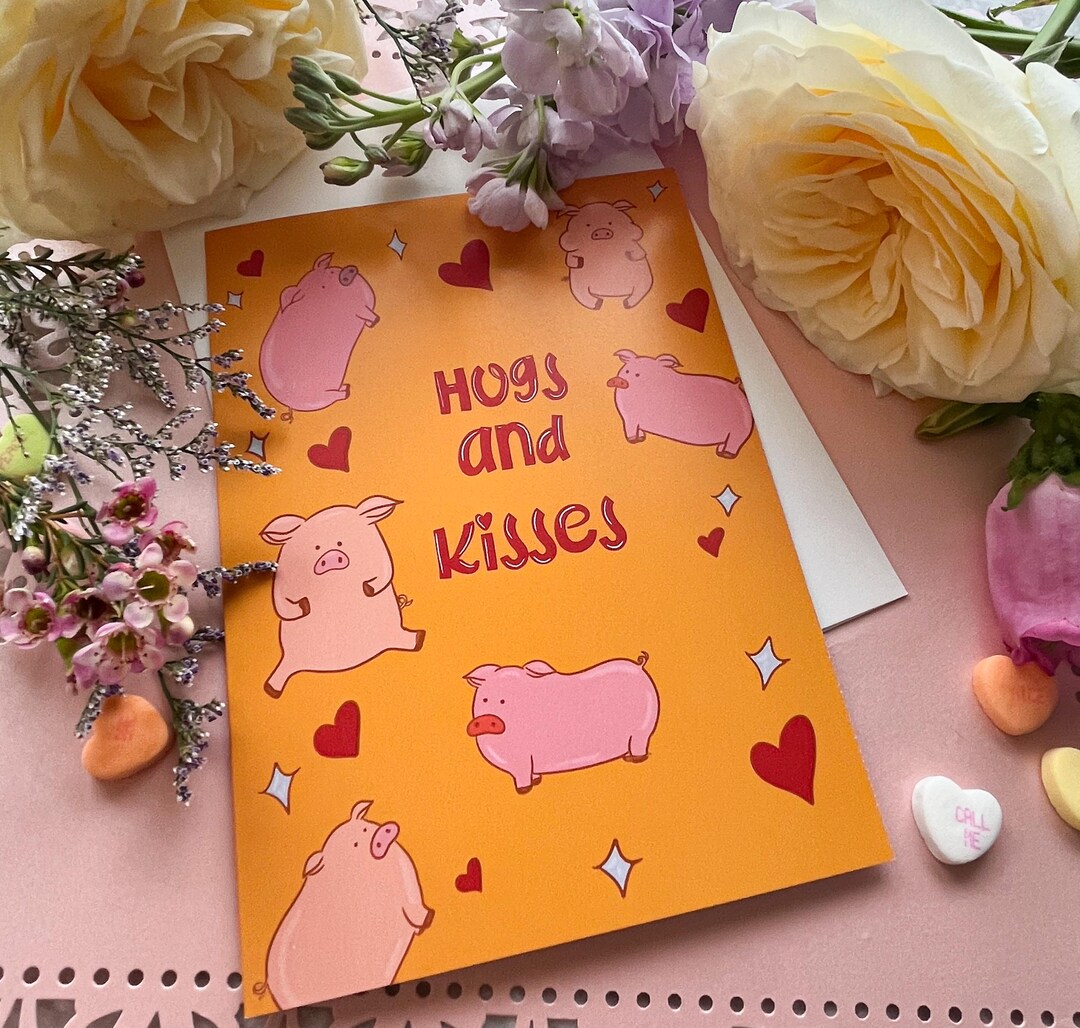 Hogs and Kisses Greeting Card, Pig Card, Birthday, Anniversary ...
