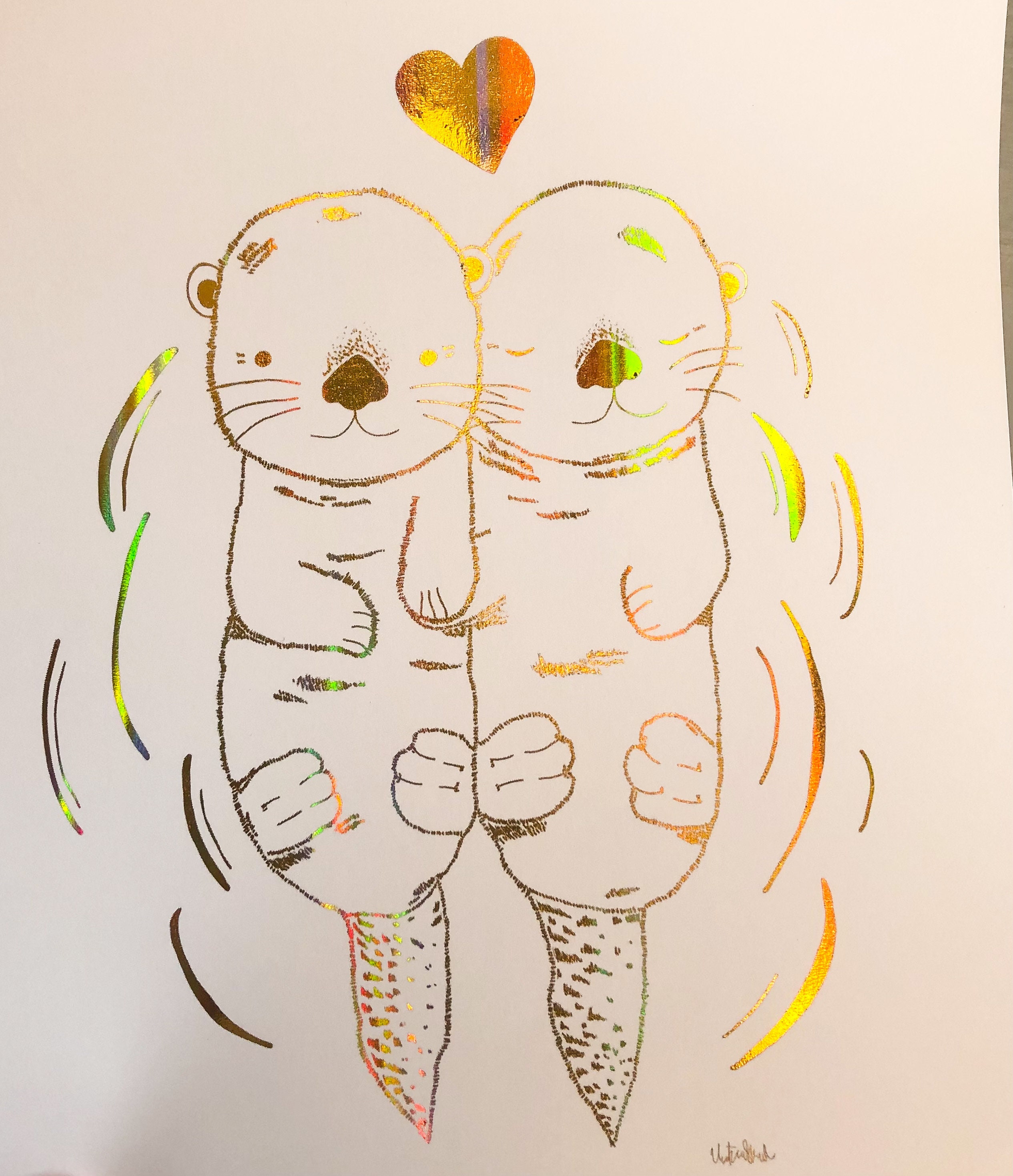 Otters Foil Print 8.5 x 11 Art Print Holographic art gifts | Etsy