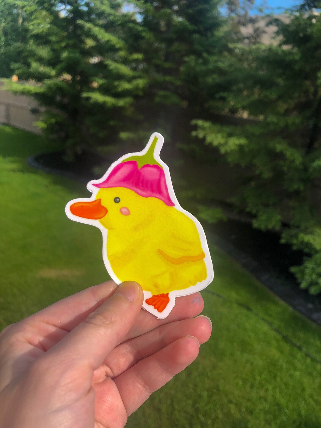 Tulip Hat Duck Sticker, Vinyl Sticker, Cute Decal, Laptop Sticker, Car ...