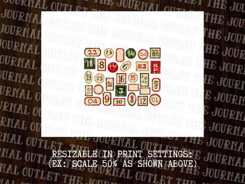 Christmas Number Labels and Tags, Printable Junk Journal Gum Labels ...