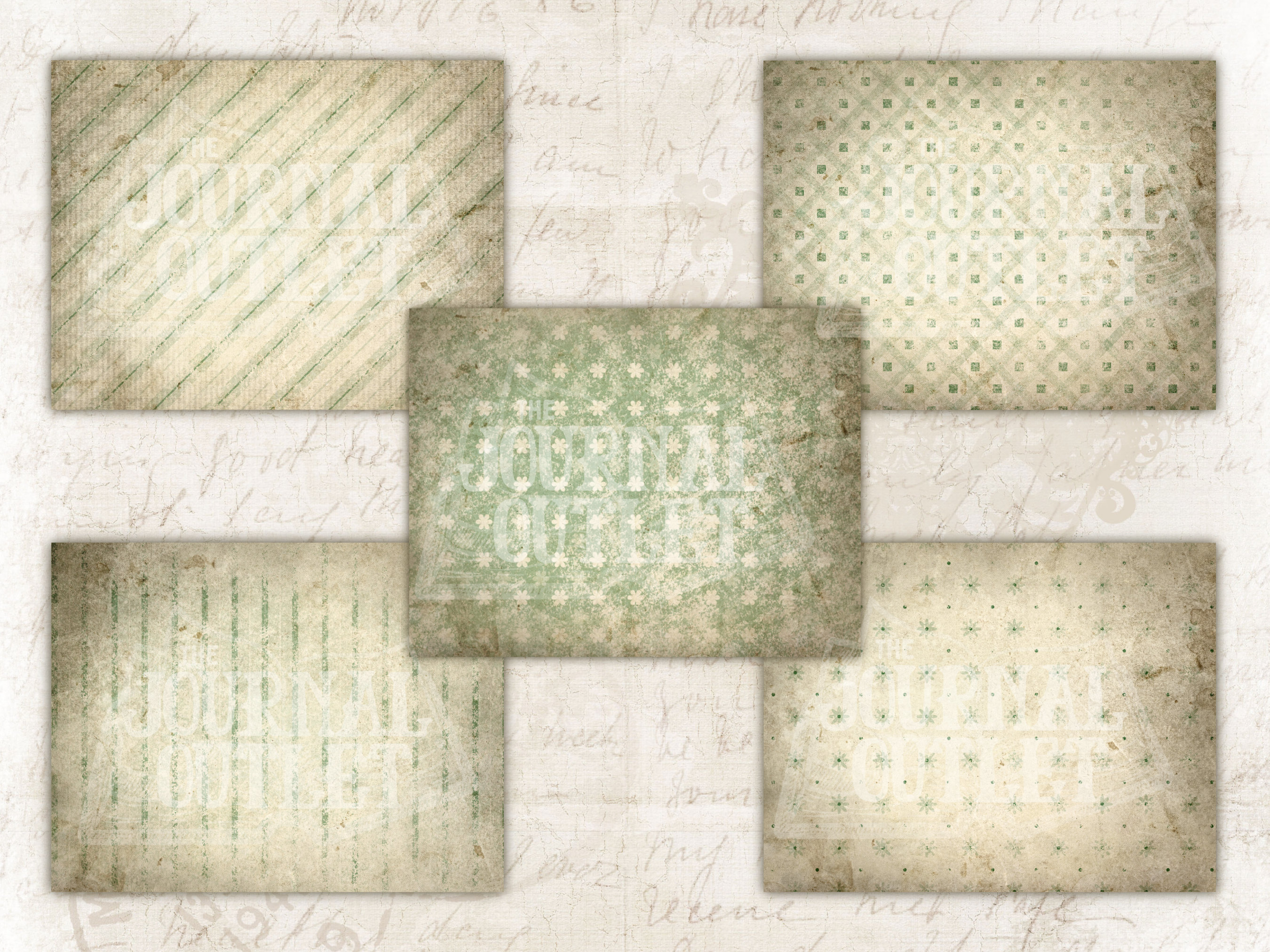 Vintage Green Junk Journal Paper Kit, Shabby Chic, Antique, Green ...