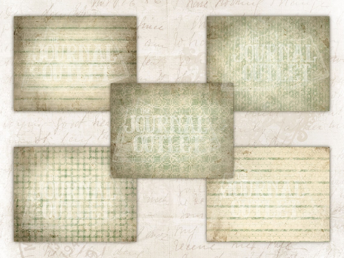 Vintage Green Junk Journal Paper Kit, Shabby Chic, Antique, Green ...