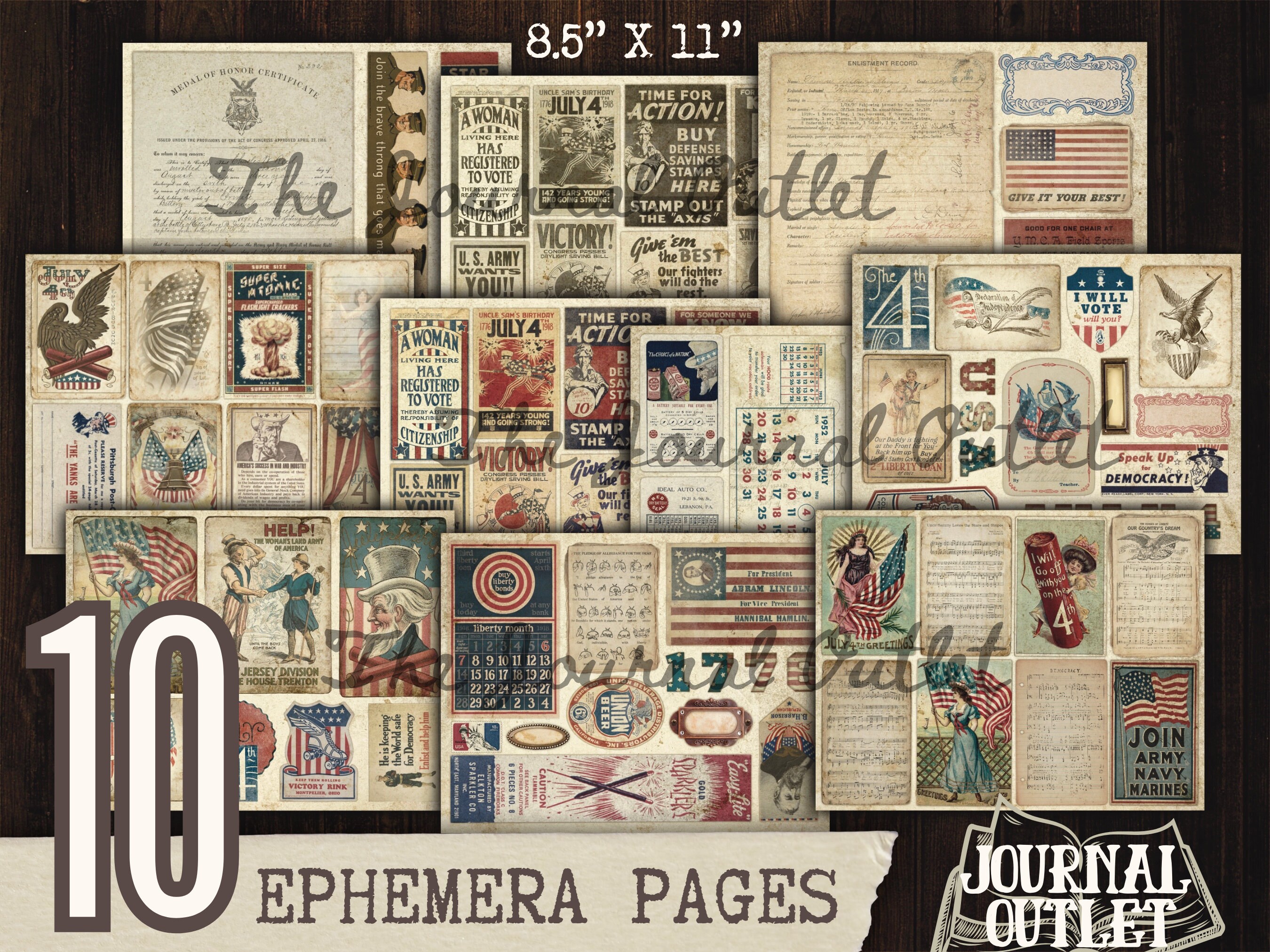 American Patriotic Junk Journal Kit Printable, Fourth of July Ephemera ...