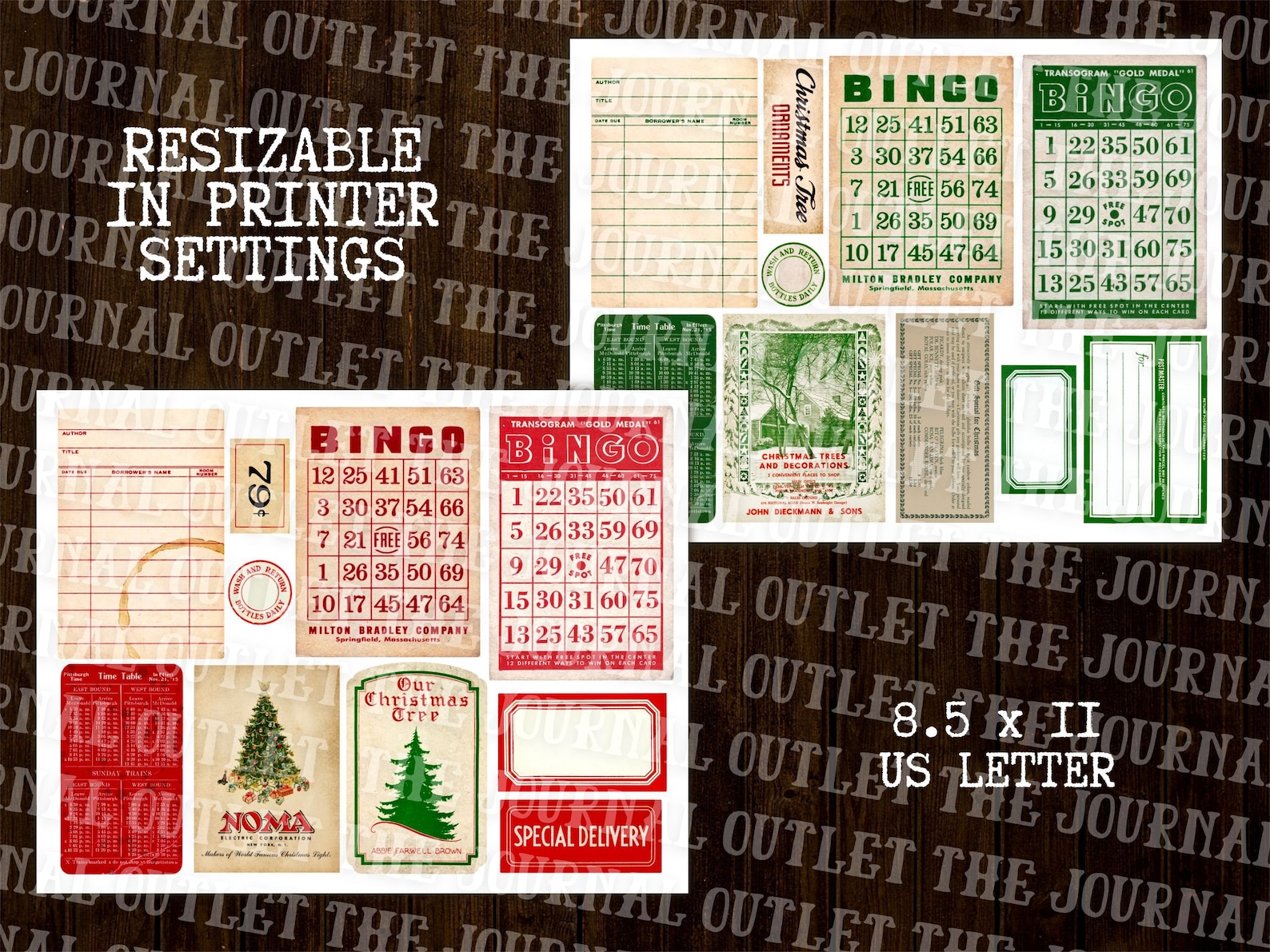 Printable Christmas Paper Scraps, Vintage Christmas Ephemera, Printable ...