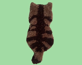 Hand Tufted Pink and White Cat Rug, Cat Wall Hanging, Cute Cat Decor ...