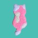 Hand Tufted Pink and White Cat Rug, Cat Wall Hanging, Cute Cat Decor ...