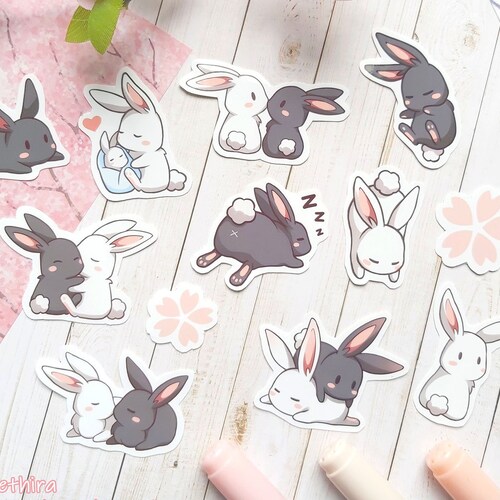 Macaron rabbit sticker super cute bunny rabbit sticker easter | Etsy