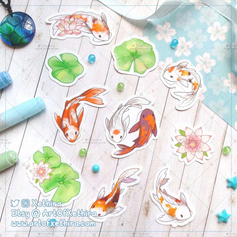 Koi Stickers - Etsy