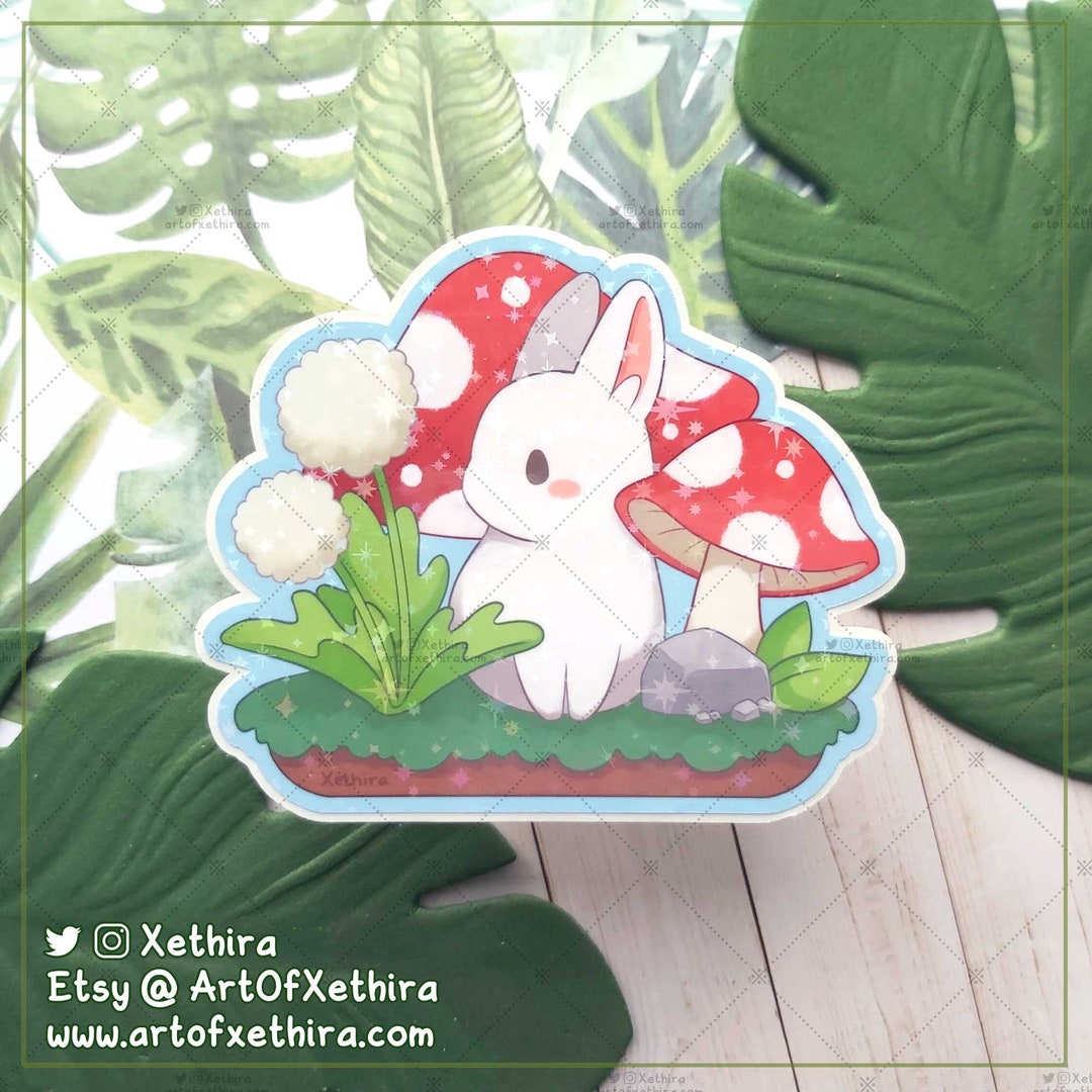 Forest Bunny Holographic Sticker Rainbow Holo Sparkly White Rabbit ...